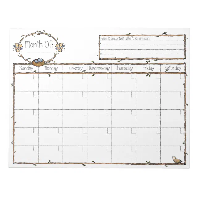 Fill in the Blank Calendar Notepad | Zazzle