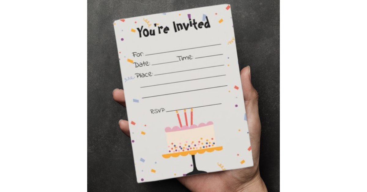 Fill in the Blank Confetti Birthday Invitation | Zazzle