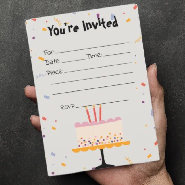 Fill in the Blank Confetti Birthday Invitation | Zazzle