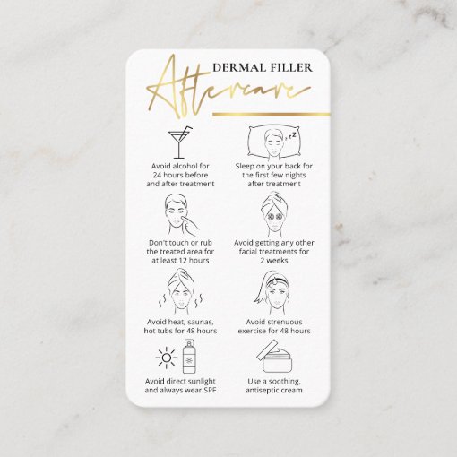 Filler After Care Instructions Beauty Facial Gold Business Card | Zazzle