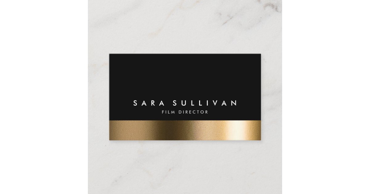 Film Director Bold Black Gold Business Card | Zazzle