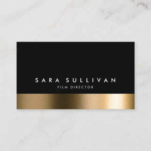 Film Director Bold Black Gold Business Card | Zazzle