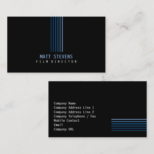 Film Director Business Card Blue Beams | Zazzle