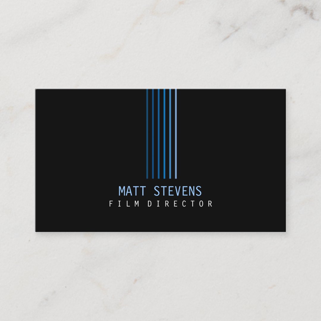 Film Director Business Card Blue Beams | Zazzle