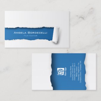 Film Editor Business Card Ripped Paper | Zazzle