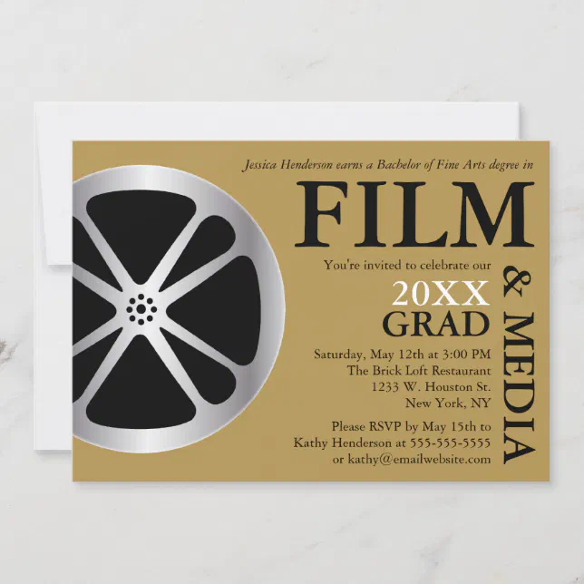Film & Media Graduation Party Invitation | Zazzle