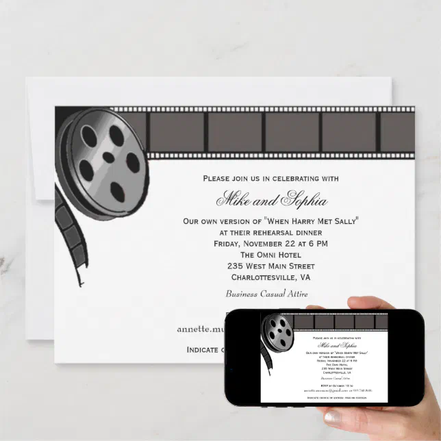 Film Reel in Black and White Party Invitation | Zazzle