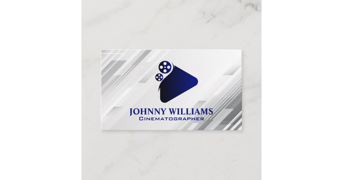 Film Reel | Play Button Logo Business Card | Zazzle