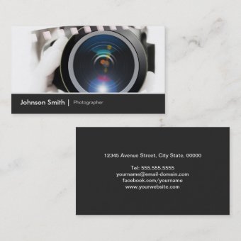 Film TV Photographer Cinematographer Camera Lens Business Card | Zazzle