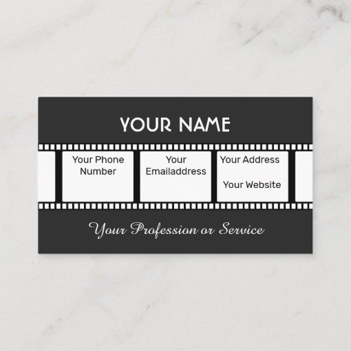 Filmstrip for filmmakers and videographers business card | Zazzle