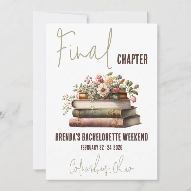 Final Chapter, Book Themed Bachelorette Weekend Invitation | Zazzle