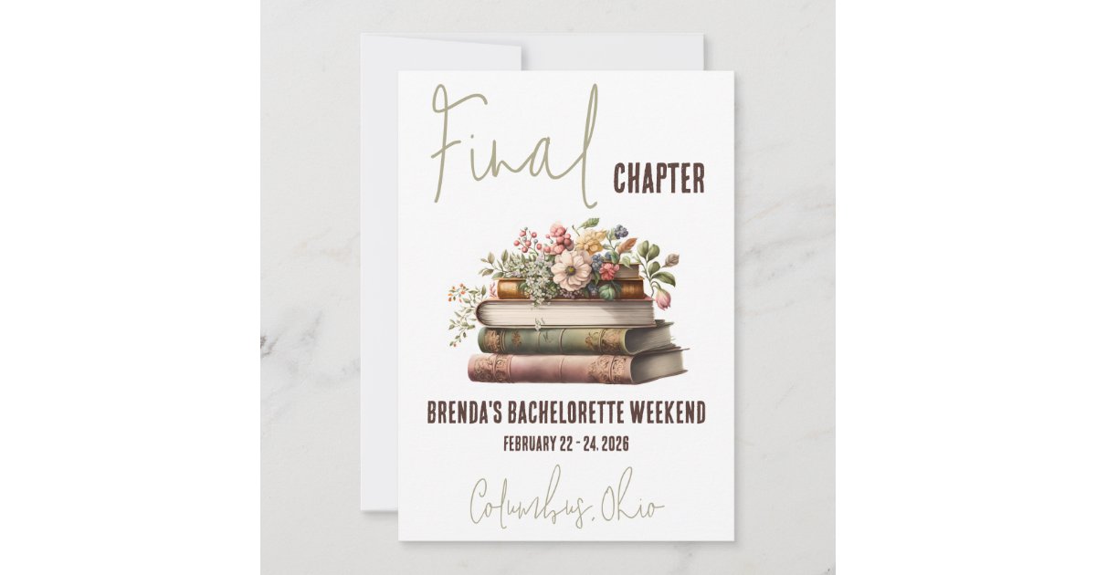 Final Chapter, Book Themed Bachelorette Weekend Invitation | Zazzle