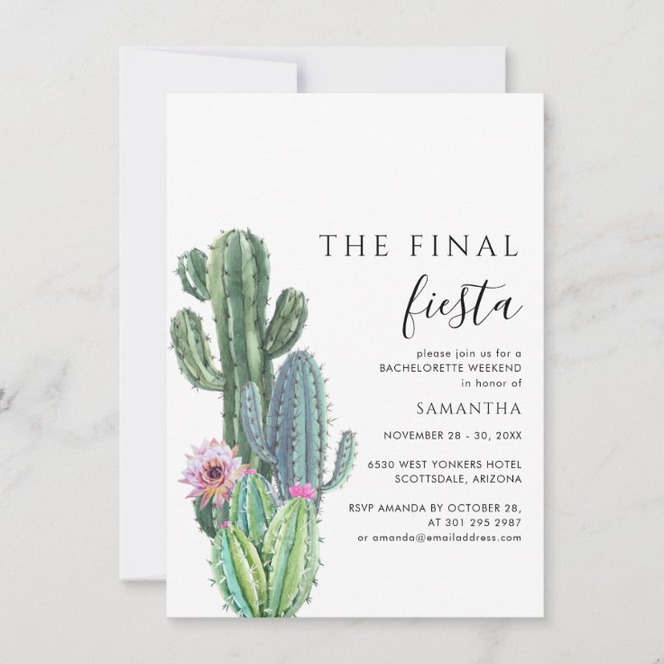Final Fiesta Bachelorette Weekend Party Itinerary Invitation | Zazzle
