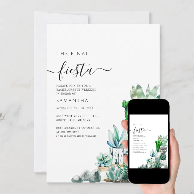 Final Fiesta Boho Scottsdale Bachelorette Party Invitation | Zazzle