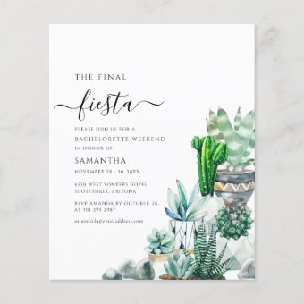 Final Fiesta Budget Bachelorette Party Invitation | Zazzle