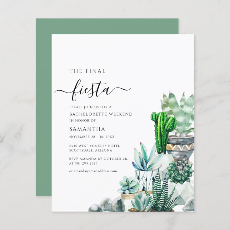 Final Fiesta Budget Bachelorette Party Invitation | Zazzle