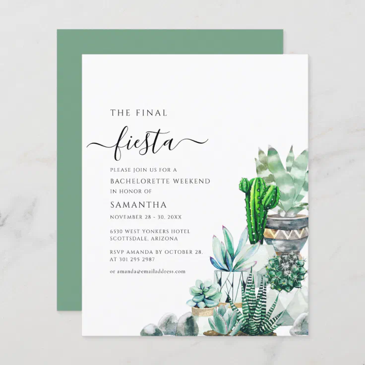 Final Fiesta Budget Bachelorette Party Invitation | Zazzle