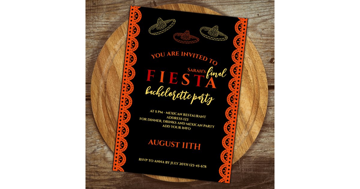 Final Fiesta Mexican Bachelorette Party Invitation | Zazzle