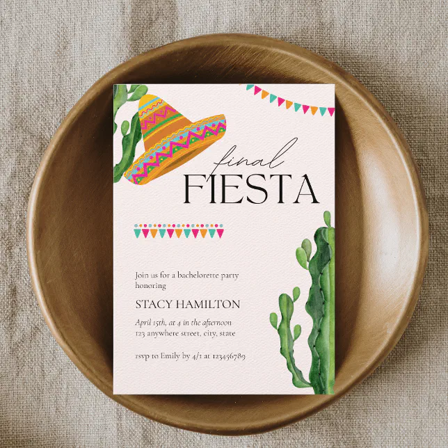 Final Fiesta Mexican Bachelorette Party Invitation | Zazzle