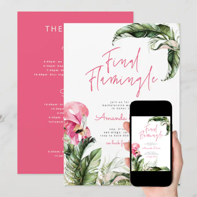Final Flamingle Bachelorette Weekend Flamingo Invitation | Zazzle