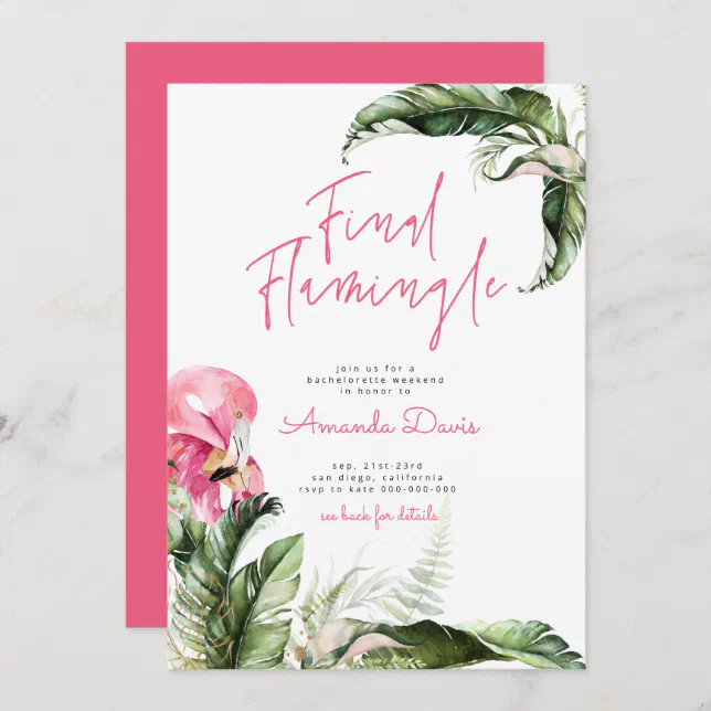 Final Flamingle Bachelorette Weekend Flamingo Invitation | Zazzle
