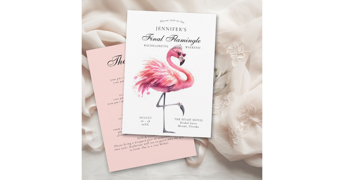 Final Flamingle Funny Bachelorette Party Itinerary Invitation | Zazzle