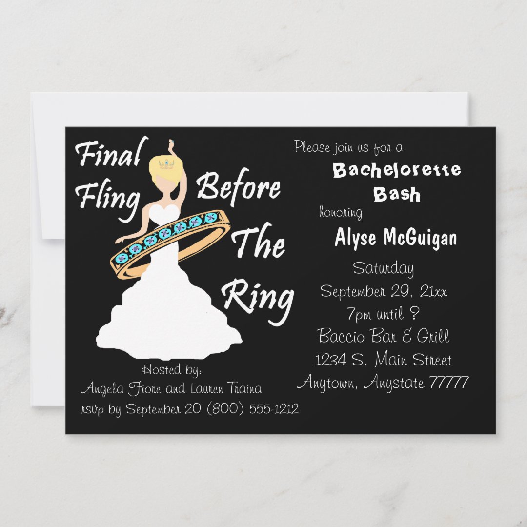 Final Fling Before The Ring Bachelorette Invites | Zazzle