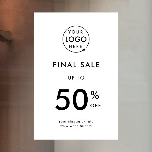Final Sale | Business Event Logo Store Discount Window Cling | Zazzle