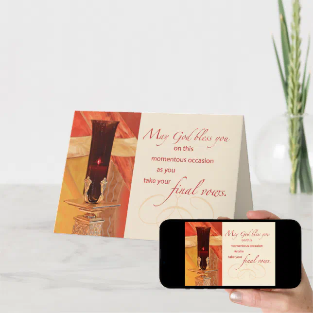 Final Vows Nun Congratulations with Red Candle Card | Zazzle