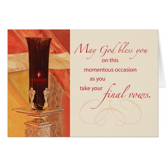 Final Vows Nun Congratulations with Red Candle Card | Zazzle.com