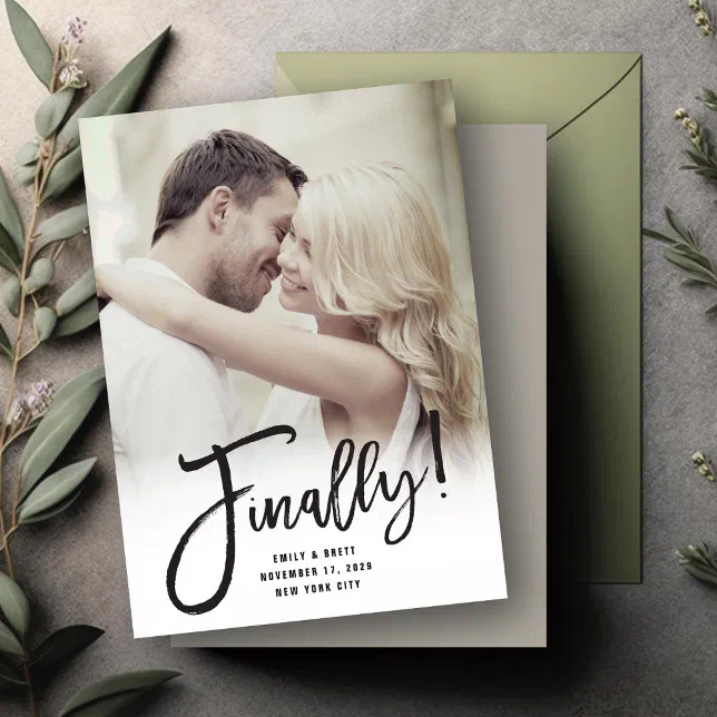 Finally Calligraphy Brush Script Modern Chic Photo Save The Date | Zazzle