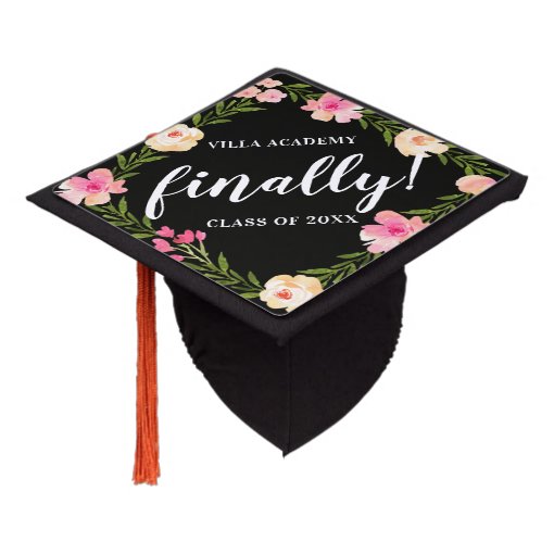 Finally | Custom School and Class Year Graduation Cap Topper | Zazzle
