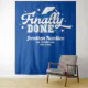 Finally Done Blue Graduation Party Backdrop | Zazzle