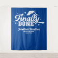 Finally Done Blue Graduation Party Backdrop | Zazzle