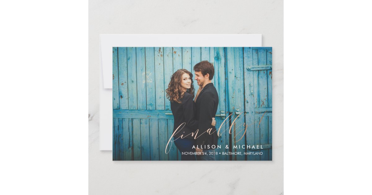 Finally Faux Foil Calligraphy Script Save the Date | Zazzle