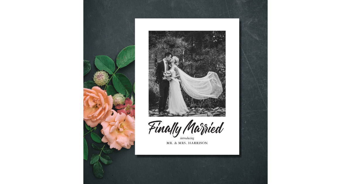 Finally Married Wedding Photo Announcement Postcard | Zazzle