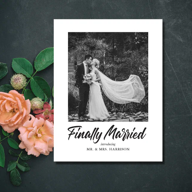 Finally Married Wedding Photo Announcement Postcard | Zazzle