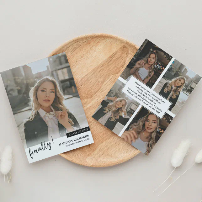Finally Photo Collage Graduation Party Invitation | Zazzle
