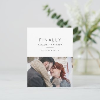 Finally save the date photo postcard | Zazzle