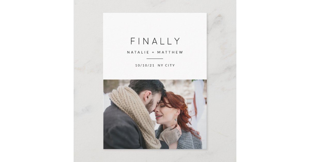 Finally save the date photo postcard | Zazzle
