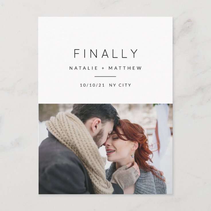 Finally save the date photo postcard | Zazzle