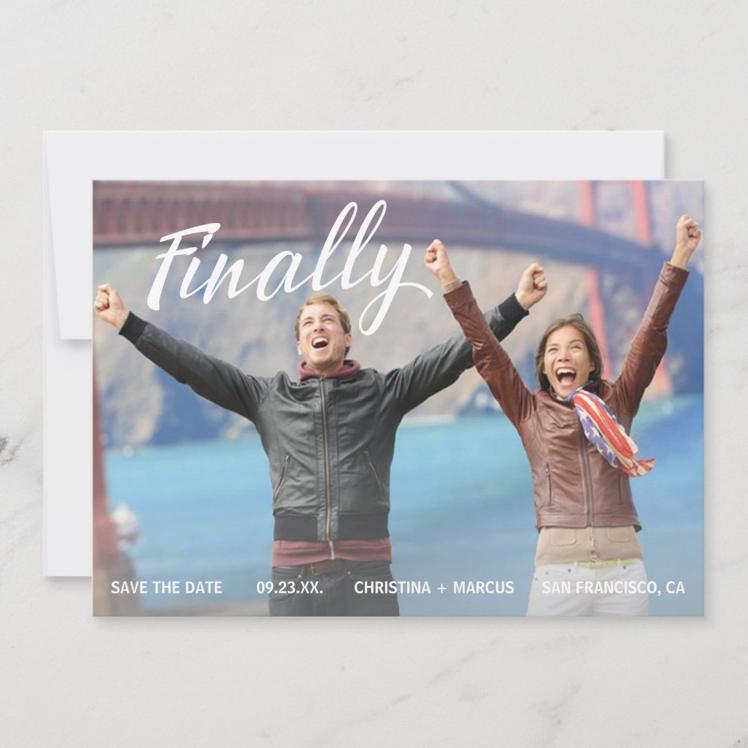 Finally Save the Date Rose Gold Colored Stripe | Zazzle