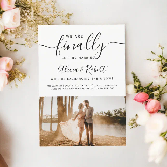 Finally save the date script simple chic photo | Zazzle