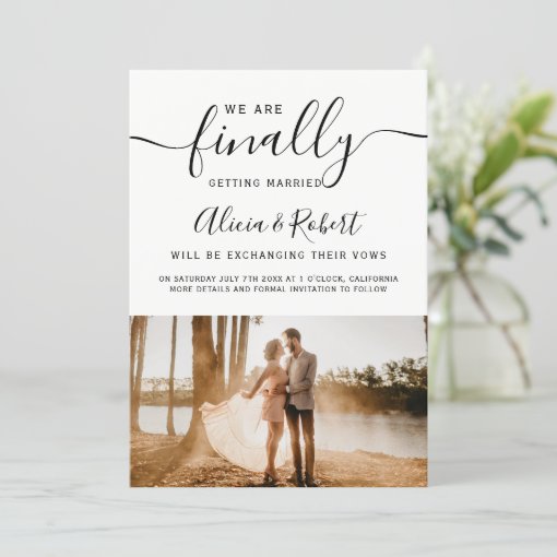 Finally save the date script simple chic photo | Zazzle