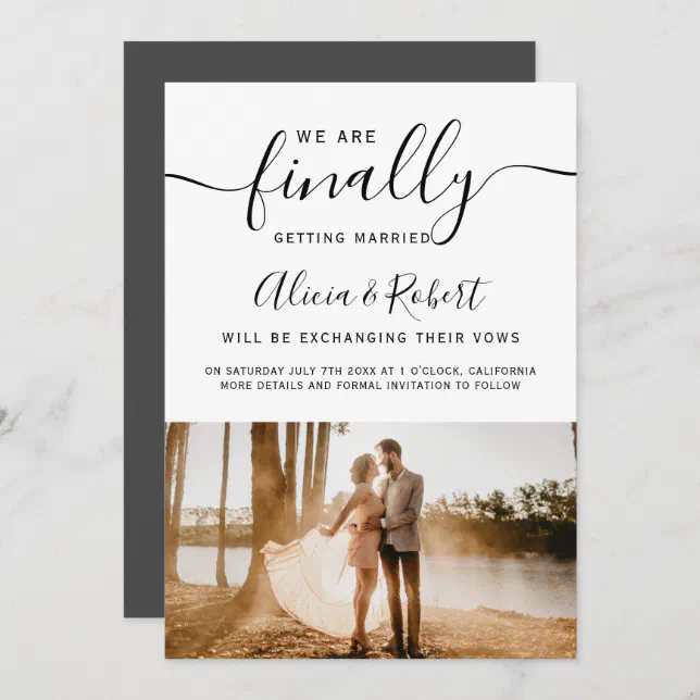 Finally save the date script simple chic photo | Zazzle