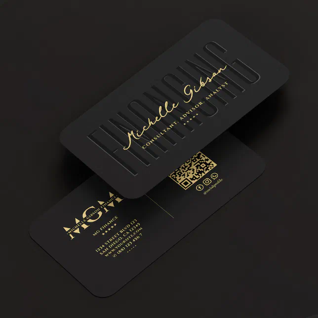 Finance Analyst Consultant Advisor Modern Black Business Card | Zazzle
