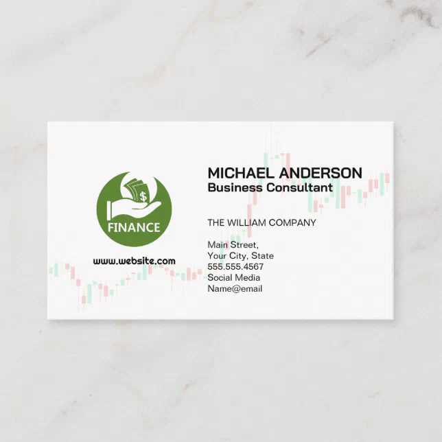 Finance Money Logo | Stock Chart Business Card | Zazzle