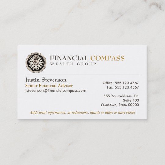 Financial Advisor Analyst Finance Compass Business Card | Zazzle.com