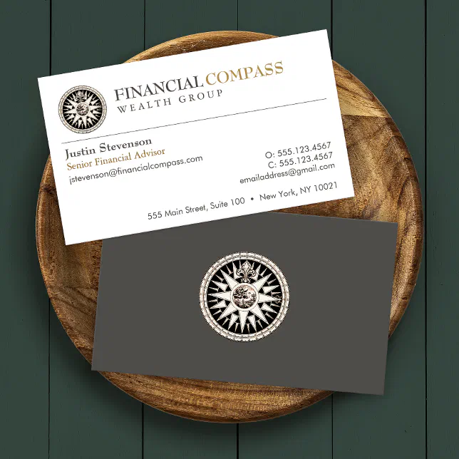 Financial Advisor Analyst Finance Compass Business Card | Zazzle
