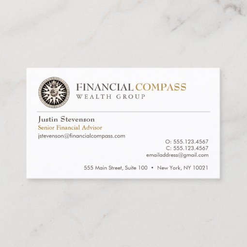 Financial Advisor Analyst Finance Compass Business Card | Zazzle